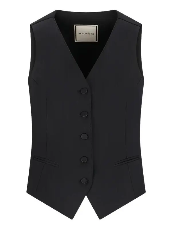 Tagliatore Sleeveless V-neck Waistcoat - Black