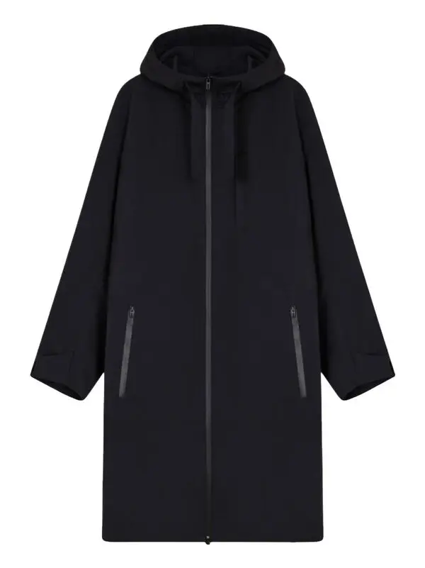 Emporio Armani Hooded Water-repellent Nylon Trench Coat - Black