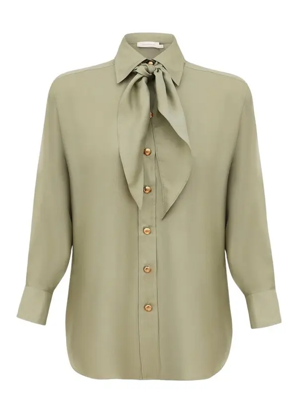 Zimmermann Relaxed Shirt With Silk Tie - Nude