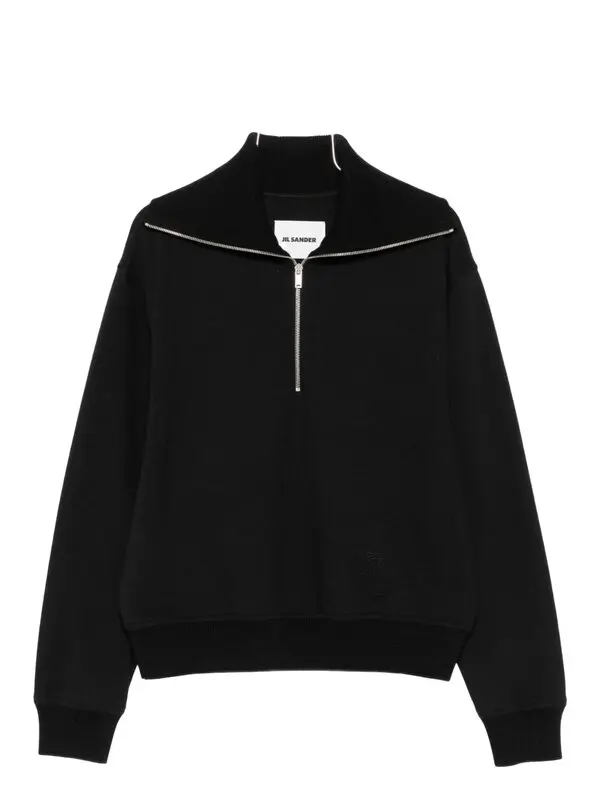 JIL SANDER Quarter Zip Sweater - Black
