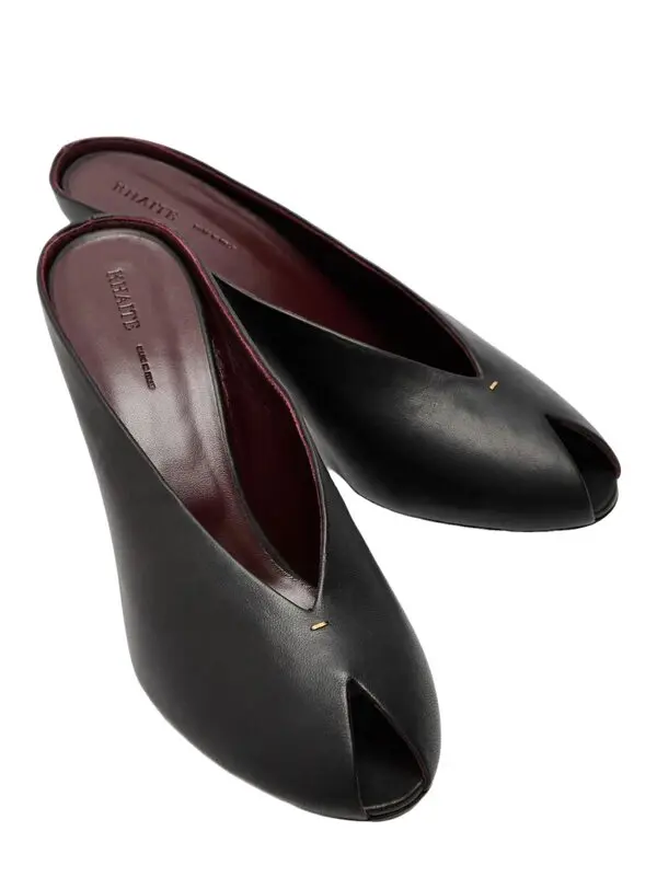 Khaite Open-toe Leather Mules - Black