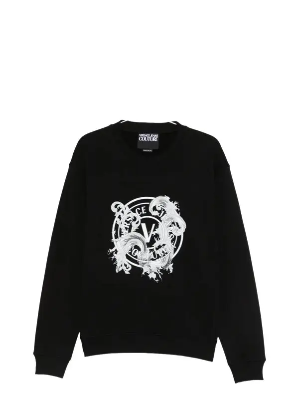 Versace Logo Crew Neck Sweatshirt - Black