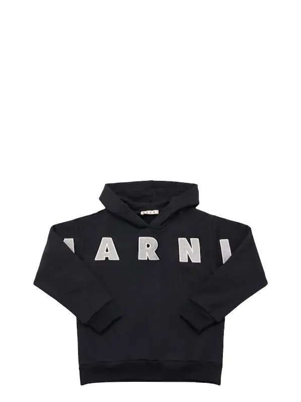 Marni Hooded Cotton Sweatshirt With Logo - Black