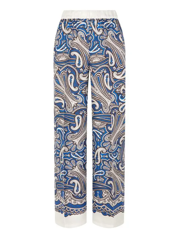 P.a.r.o.s.h Printed Silk Straight-leg Pants - White