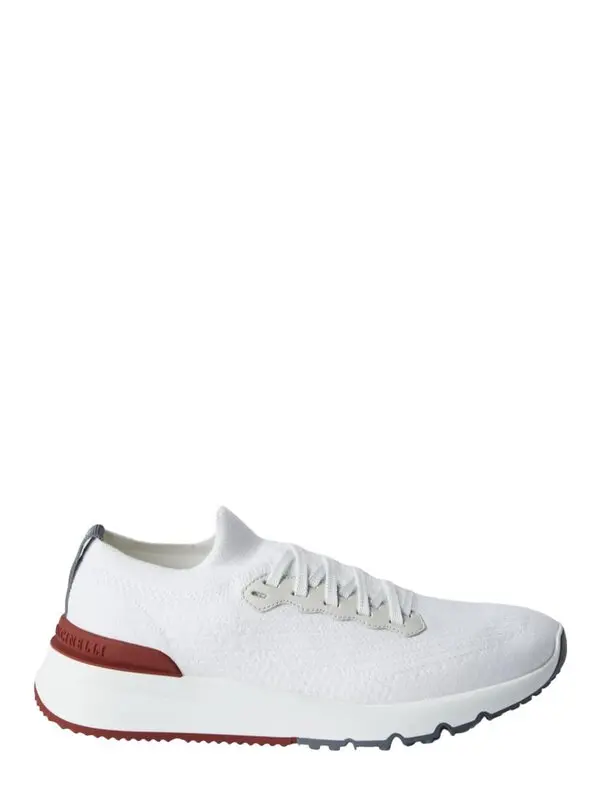 Brunello Cucinelli Knitted Lace-up Sneakers - White