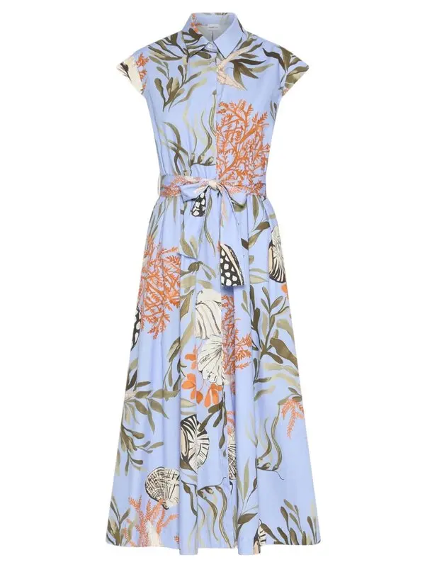 Marella Pleated Dress With Marine Print - Multi-color