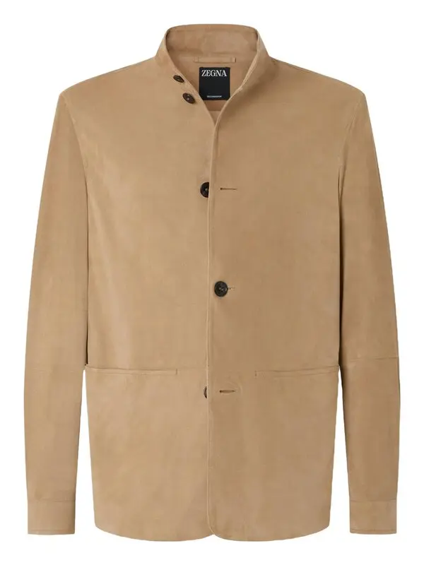 Zegna Stand Collar Button-up Jacket - Light Brown