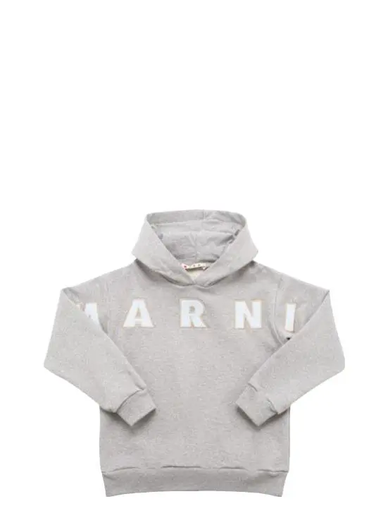 Marni Logo Hooded Cotton Sweatshirt - Gray