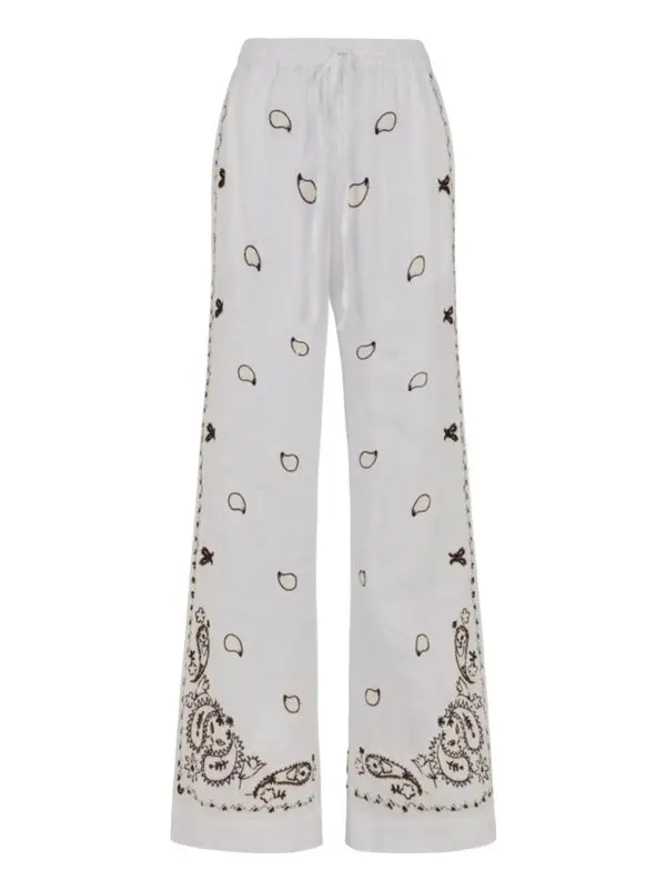 P.a.r.o.s.h Embroidered Linen Trousers - White