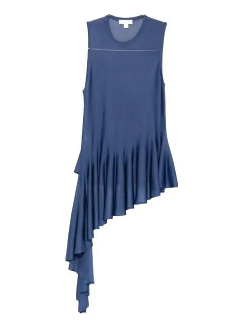 Alaïa Asymmetrical Ruffled Sleeveless Top - Blue