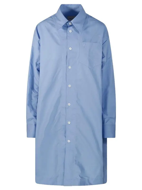 AMI Paris Oversized Shirt Dress - Blue