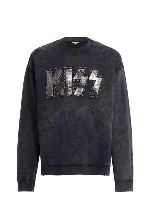 Dsquared2 Kiss Embroidered Cotton Sweatshirt - Black