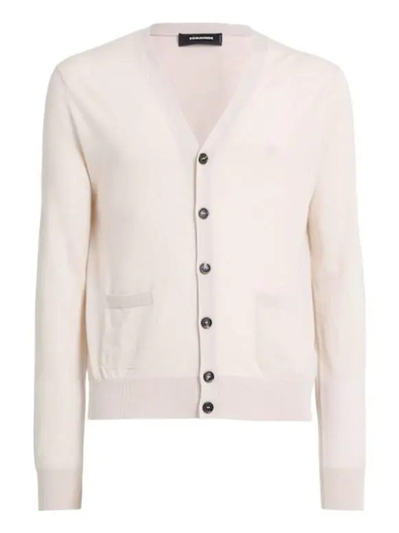Dsquared2 Knit Cardigan With Ribbed Trim - White