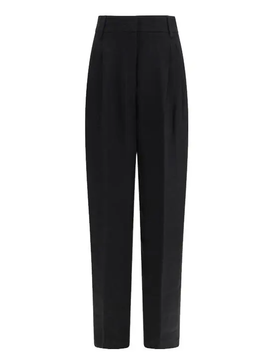 Max Mara Linen Tailored Trousers - Black