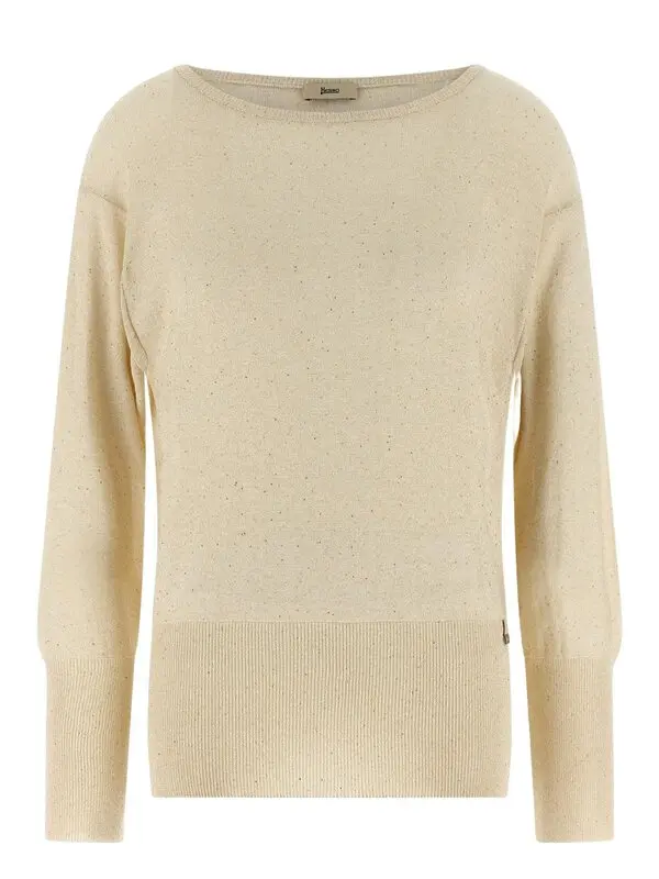 Herno Sequinned Knitted Jumper With Metallic Details - Light Brown