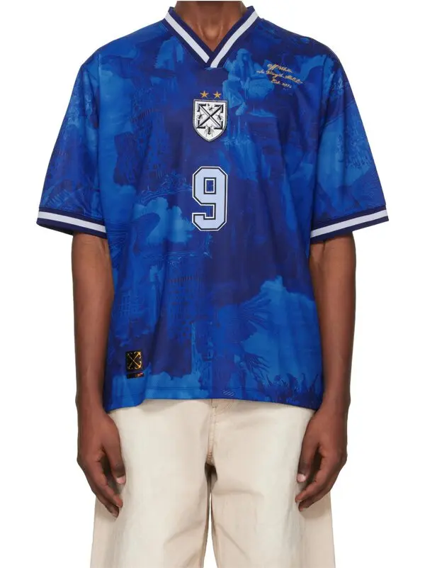 Off-White World Paint" Short Sleeve T-shirt Blue - Navy Blue
