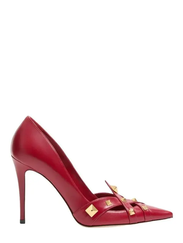 Valentino Garavani Studded Leather Pointed Toe Pumps - Red