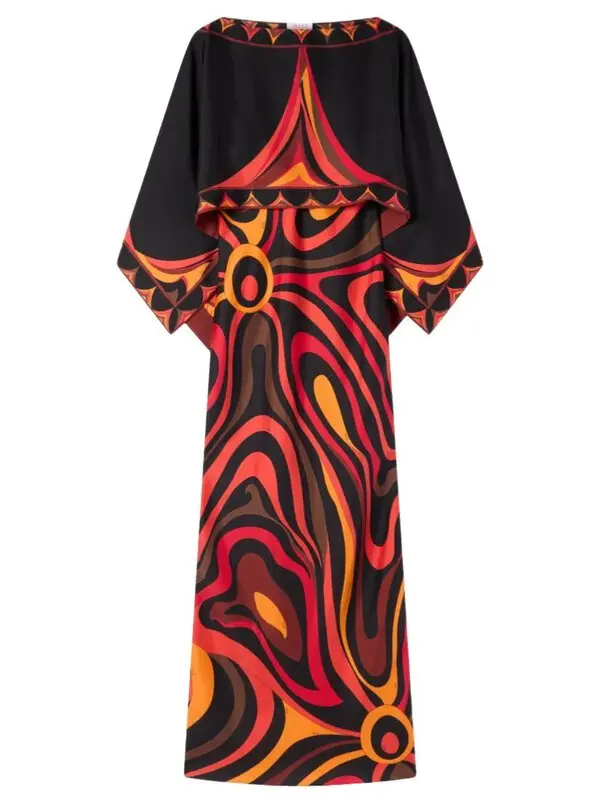 Emilio Pucci Marmo Cape Maxi Dress - Black