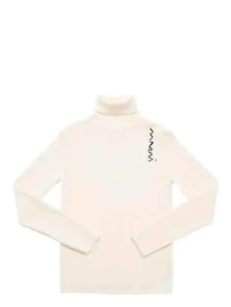 Marni Wool Blend Knit Sweater With Embroidered Logo - White