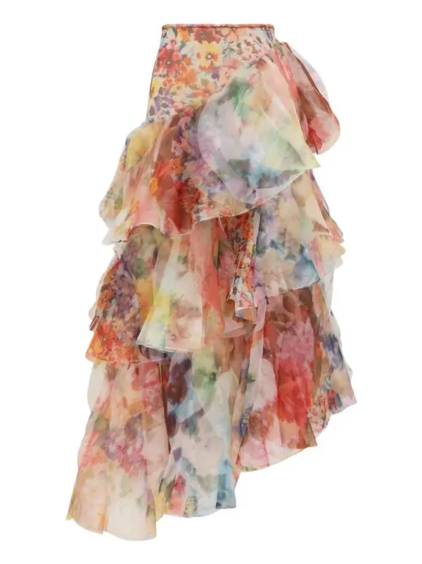 Zimmermann Luna Tiered Ruffle Skirt - Nude