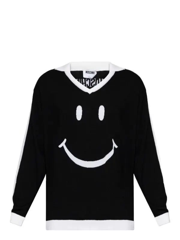 Moschino X Smiley V-neck Jumper - Black