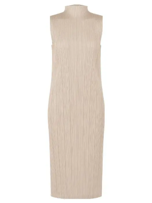 PLEATS PLEASE BY ISSEY MIYAKE Sleeveless High Neck Pleated Dress - Nude