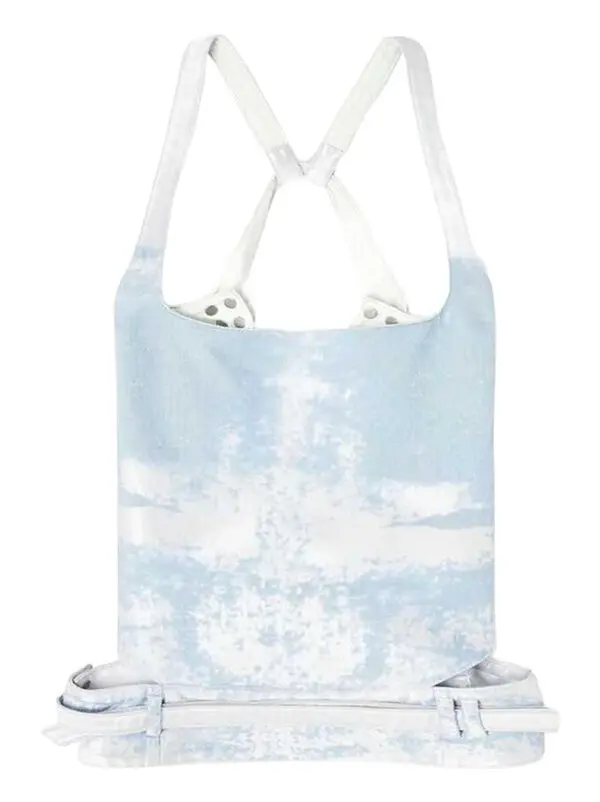 DIESEL® Open-back Top In Colored Satin Denim - Blue/white