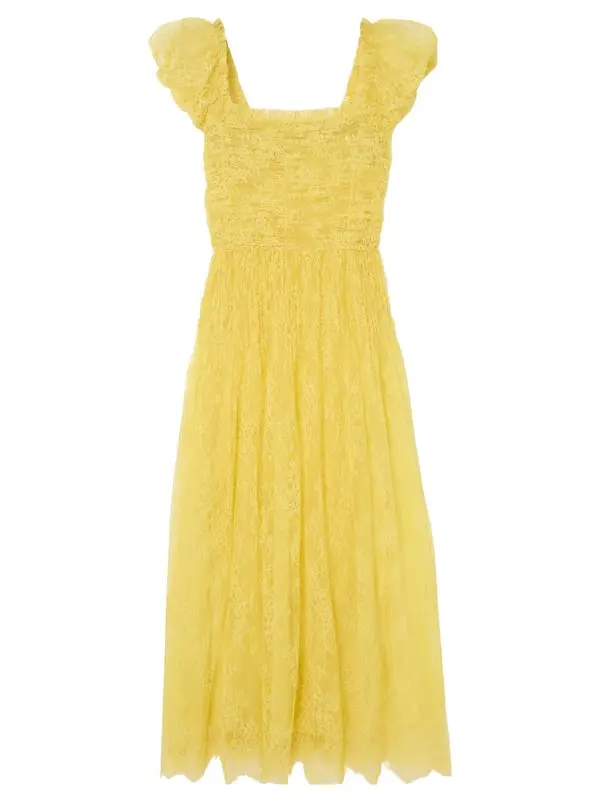DÔEN Pamelina Lace Midi Dress - Yellow