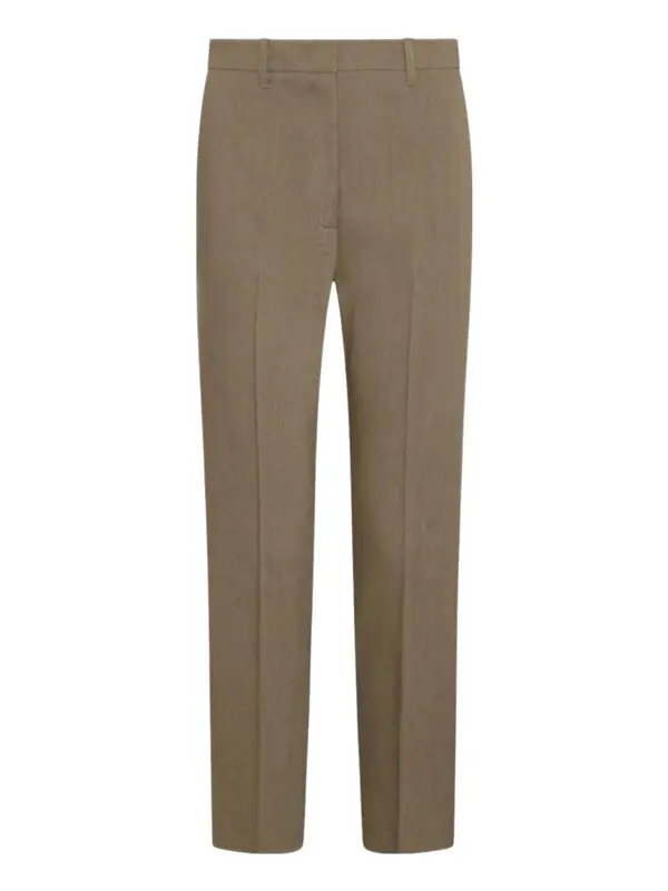 Marella Stretch Viscose And Linen Slim Cut Trousers - Brown