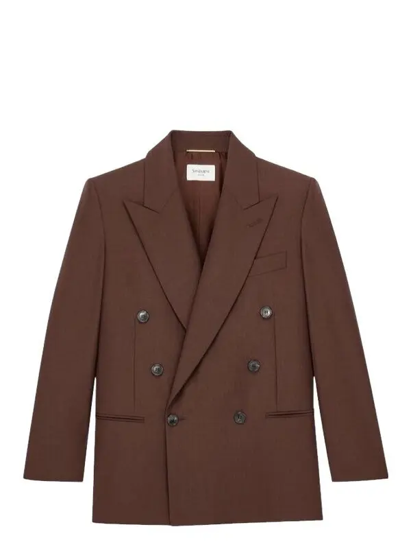 Saint Laurent Double-breasted Blazer - Chocolate-colored