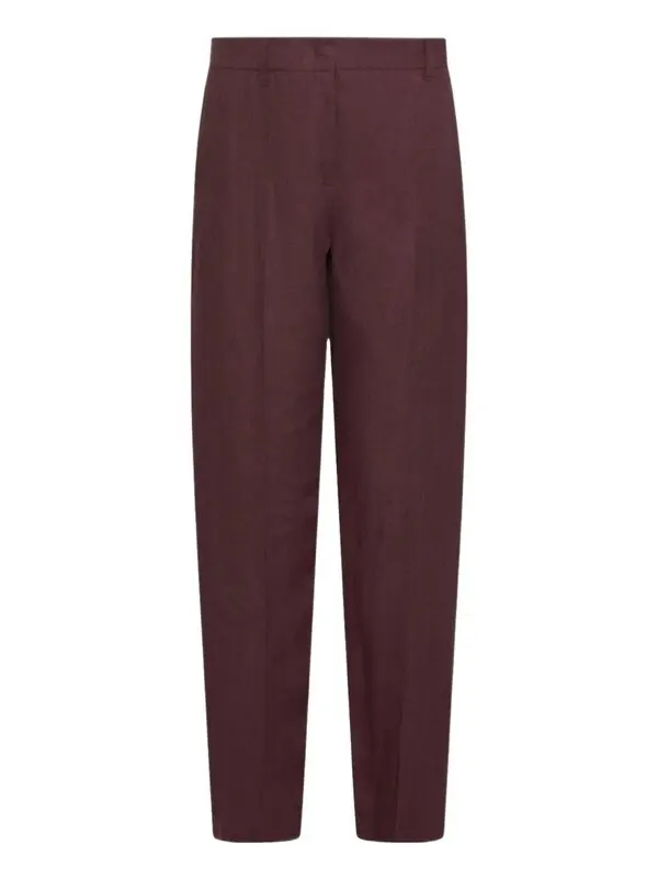 Marella Linen Canvas Chino Trousers - Brown