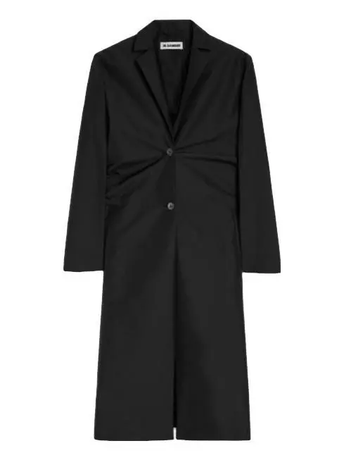 JIL SANDER Technical Faille Coat - Black