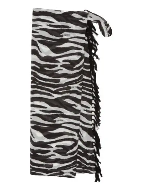 Attico Zebra Print Tasseled Skirt - Black