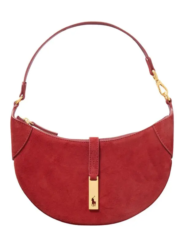Polo Ralph Lauren Logo Suede Shoulder Bag - Red