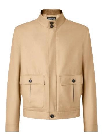 Zegna Stand Collar Front Pocket Jacket - Nude