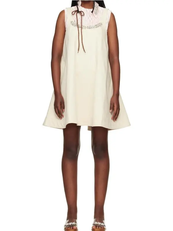 Simone Rocha A-line Mini Dress With Embellishments - White