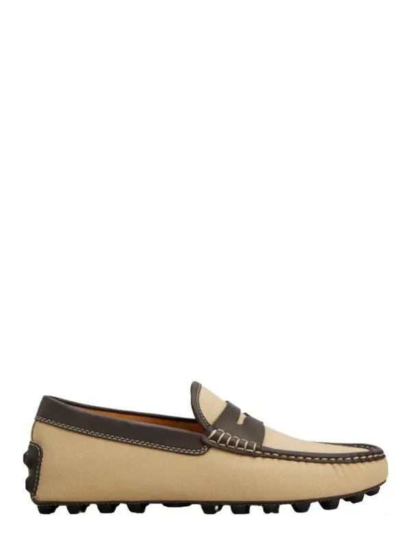 TOD'S Gommino Bubble Loafers In Canvas And Leather - Nude