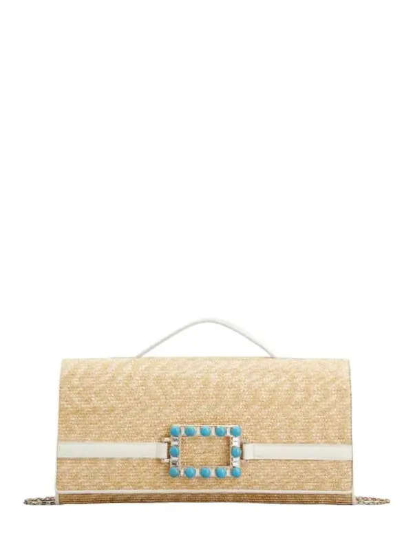 ROGER VIVIER Belle Vivier Clutch In Raffia - Natural
