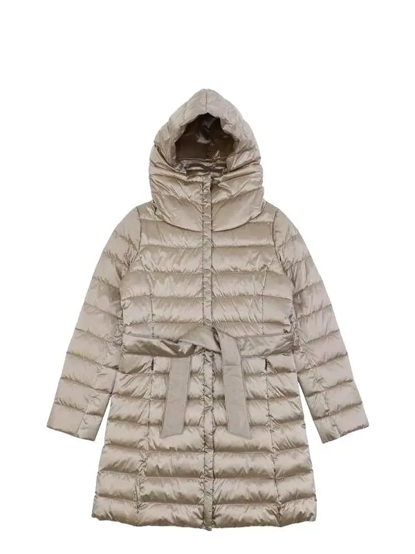 Max Mara Hooded Quilted Down Jacket With Belt - Nude