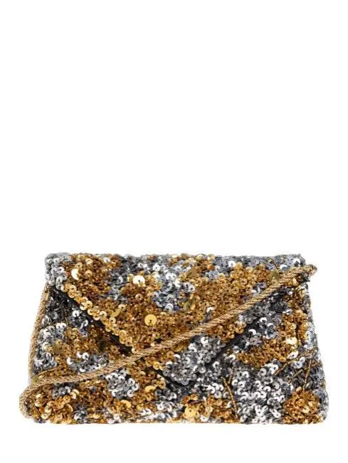 Dries Van Noten Embellished Sequin Envelope Clutch - Brown