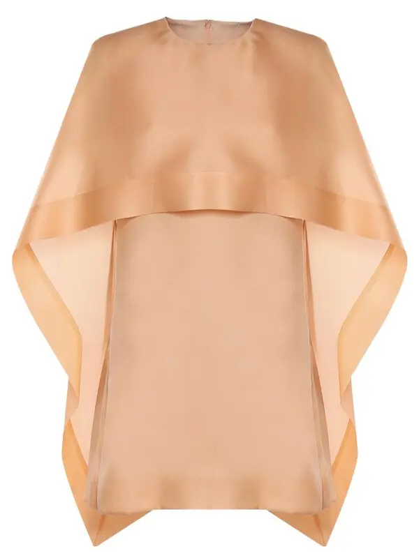 Alberta Ferretti Cape Overlay Dress - Nude