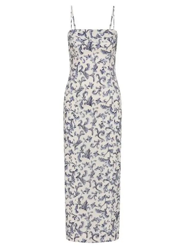 Posse Rue Baroque-print Strappy Midi Dress - Blue Baroque