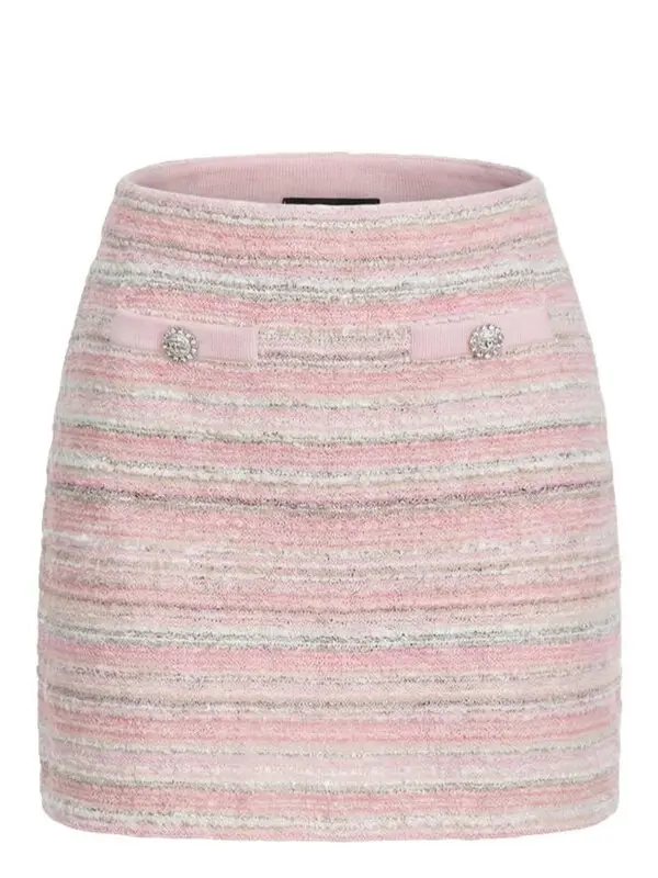 SELF-PORTRAIT Striped Embellished Mini Skirt - Pink