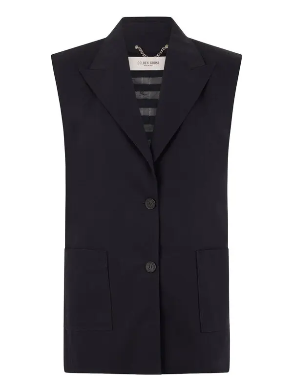 GOLDEN GOOSE Sleeveless Collared Blazer - Black