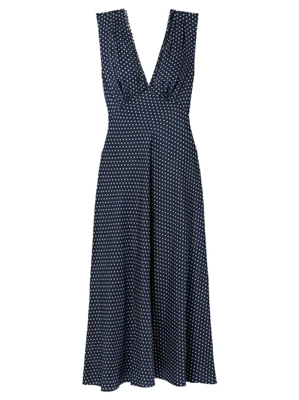 DÔEN Tahlia Midi Dress In Polka Dots - Blue
