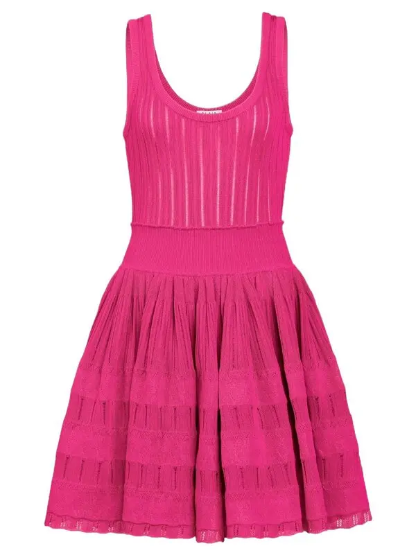 Alaïa Crinoline Knit Sleeveless Mini Dress - Pink
