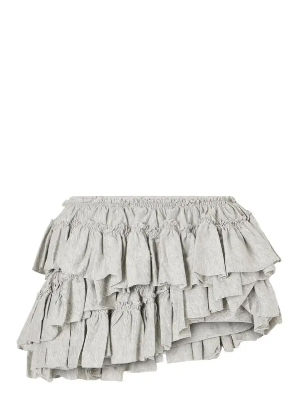 Dries Van Noten Asymmetrical Ruffled Cotton Knit Shorts - Grey