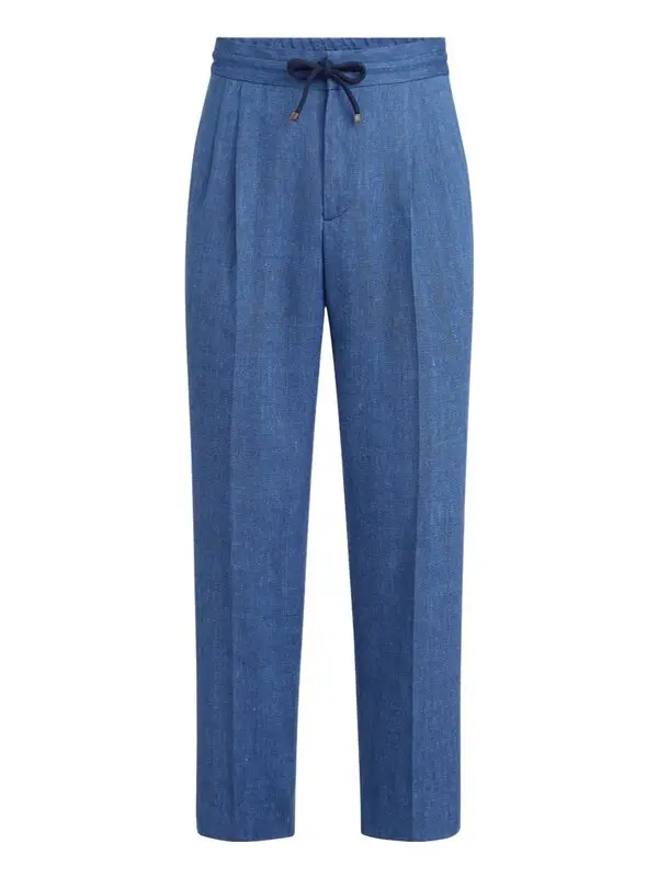 Brunello Cucinelli Drawstring Tapered Trousers - Blue