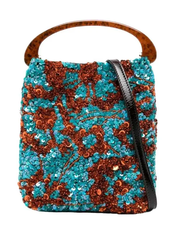 Dries Van Noten Micro Crisp Embellished Bucket Bag - Turquoise
