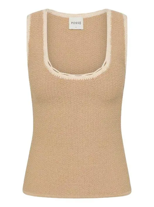 Posse Willow Crochet-trim Top - Taupe